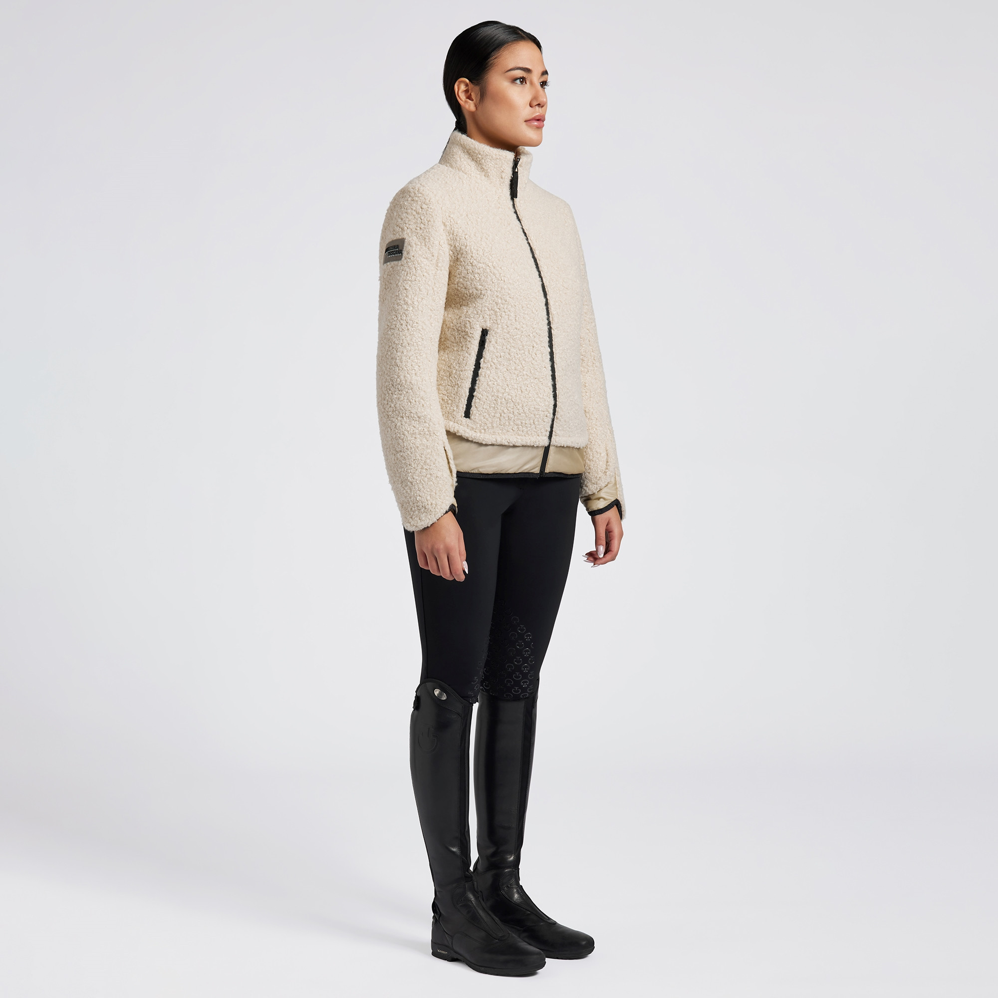 Cavalleria Toscana Dames Teddy Fleece Nylon Zip Up Vest - Beige